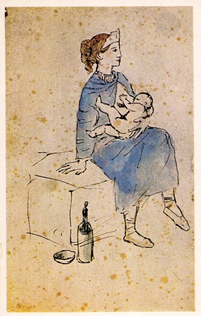 Artista de circo y niño, Picasso. Postal, Francia 1964 - Telasmos